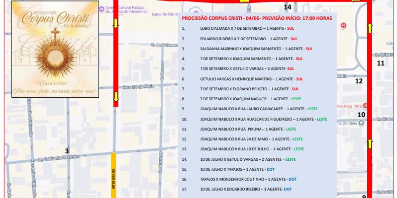 Corpus Christi altera trânsito no Centro de Manaus nesta quinta-feira